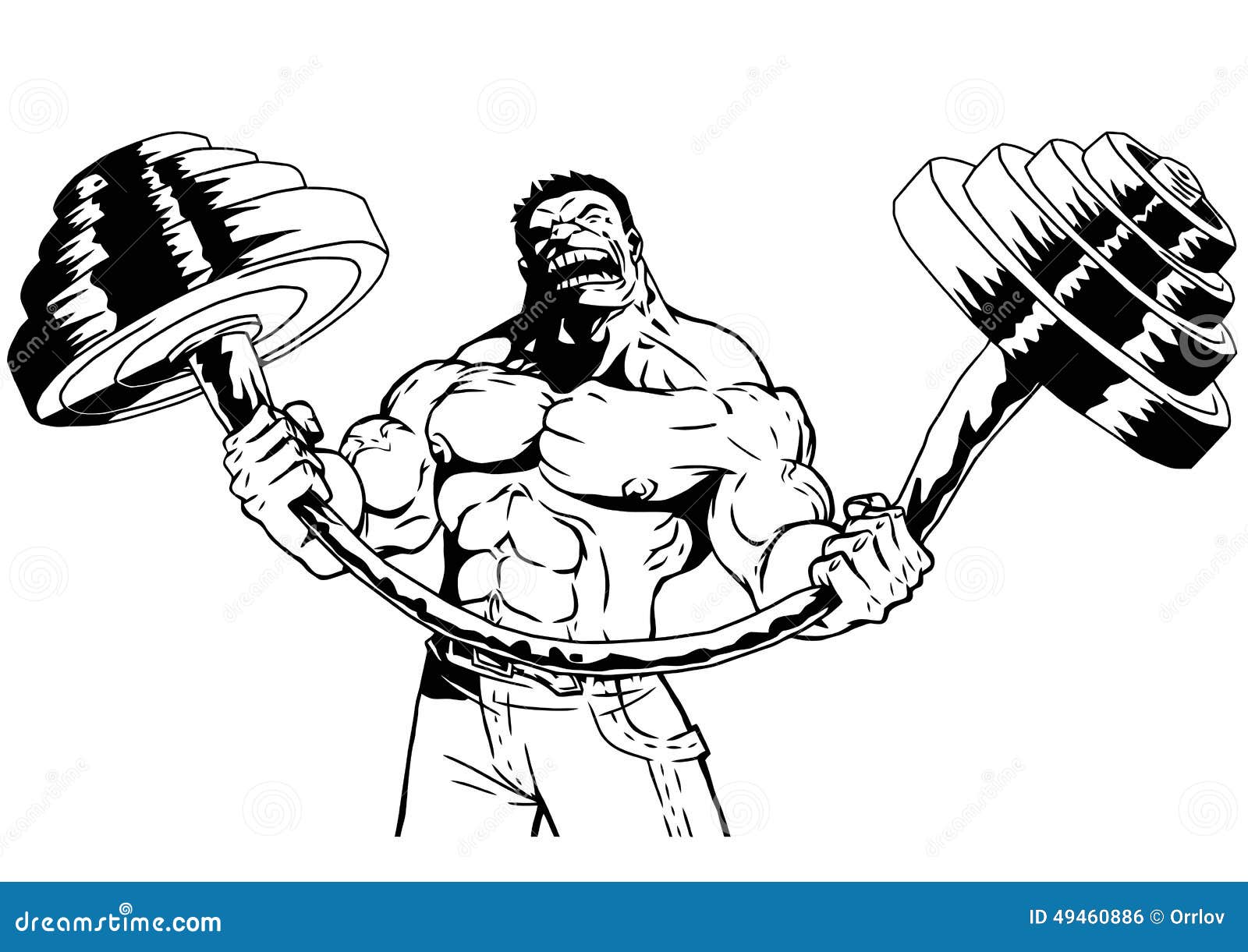 Strong Man, Bodybuilder Muscles Vector Line Icon, Linear Concept ...