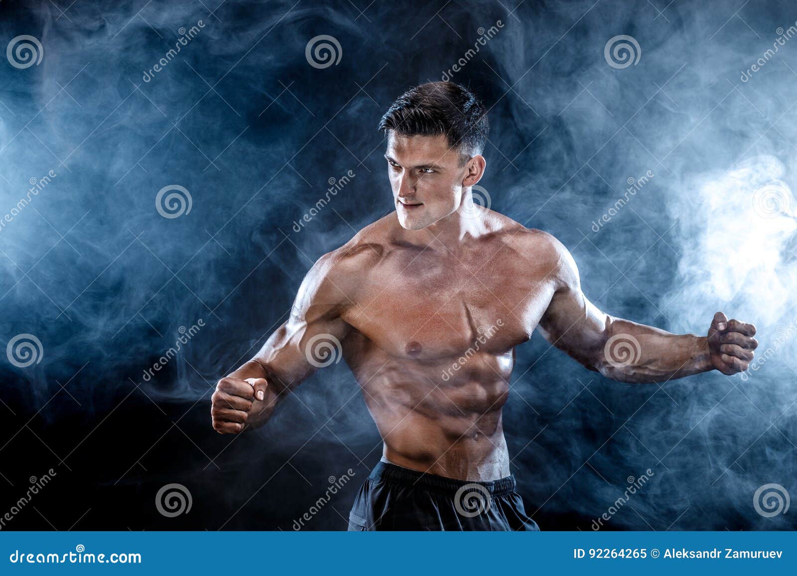 Strong Bodybuilder Man with Perfect Abs, Shoulders,biceps, Triceps ...