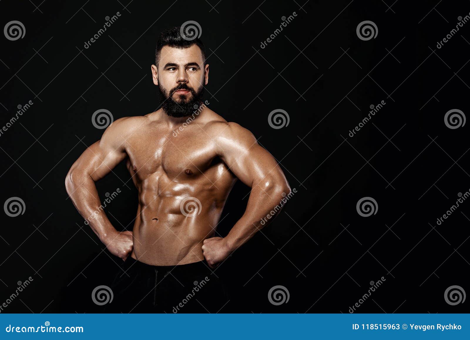 Strong Bodybuilder Posing in Studio Stock Image - Image of bodybuilder ...