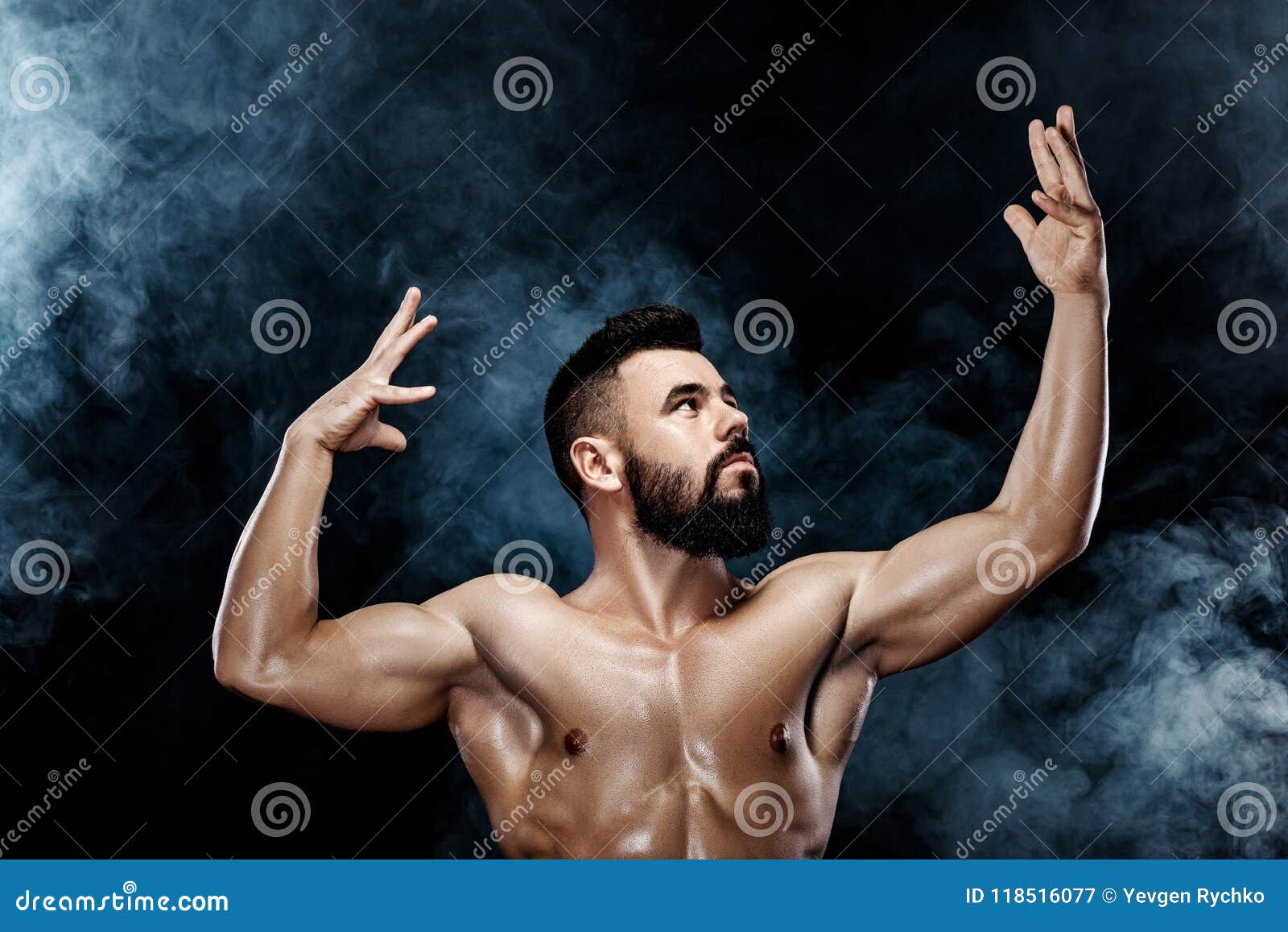 Strong Bodybuilder Posing in Studio Stock Image - Image of chest ...