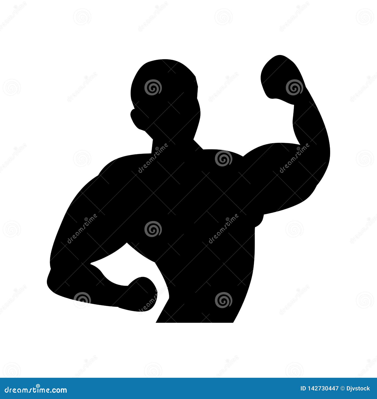 Strong Bodybuilder Silhouette Icon Stock Vector - Illustration of ...