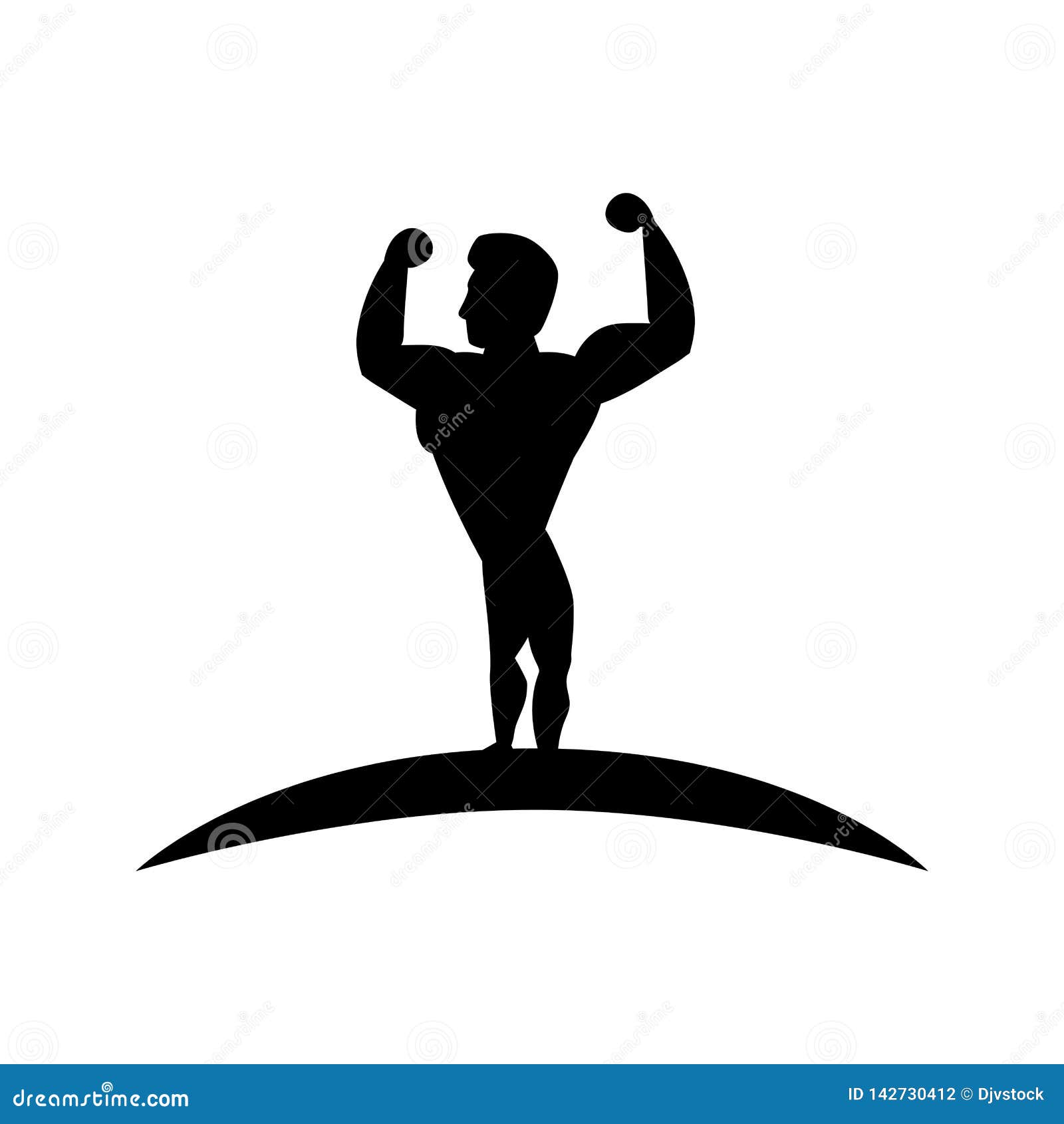 Strong Bodybuilder Silhouette Icon Stock Vector - Illustration of ...