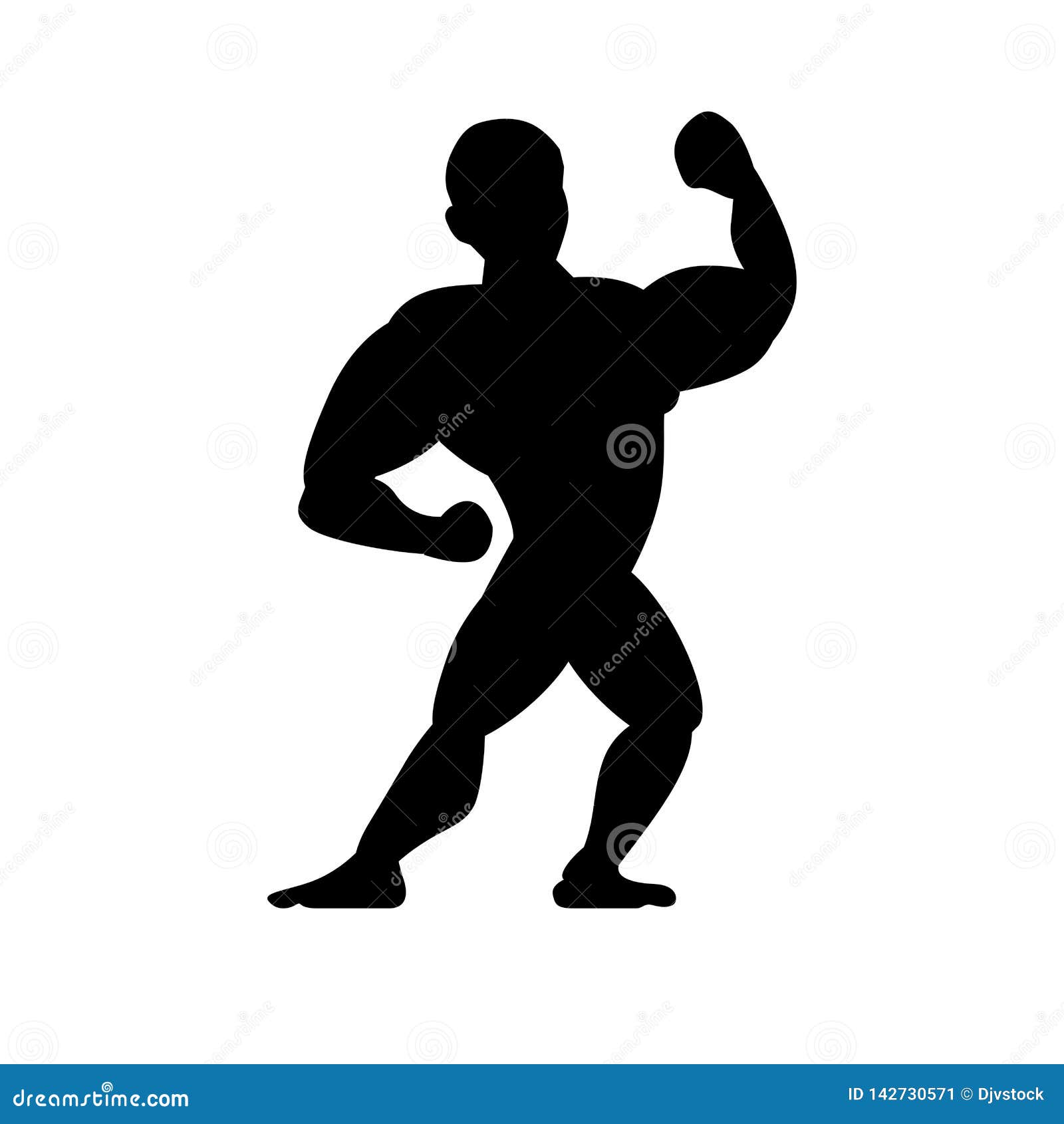 Strong Bodybuilder Silhouette Icon Stock Vector - Illustration of ...