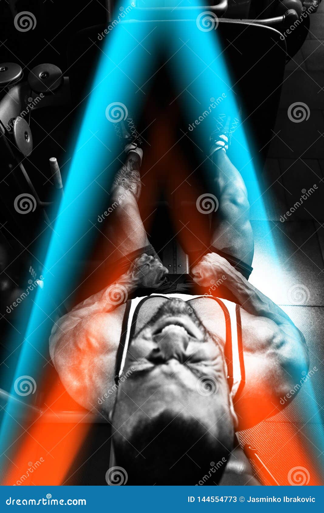 Strong Bodybuilder Training Quads Stock Image - Image of athlete ...