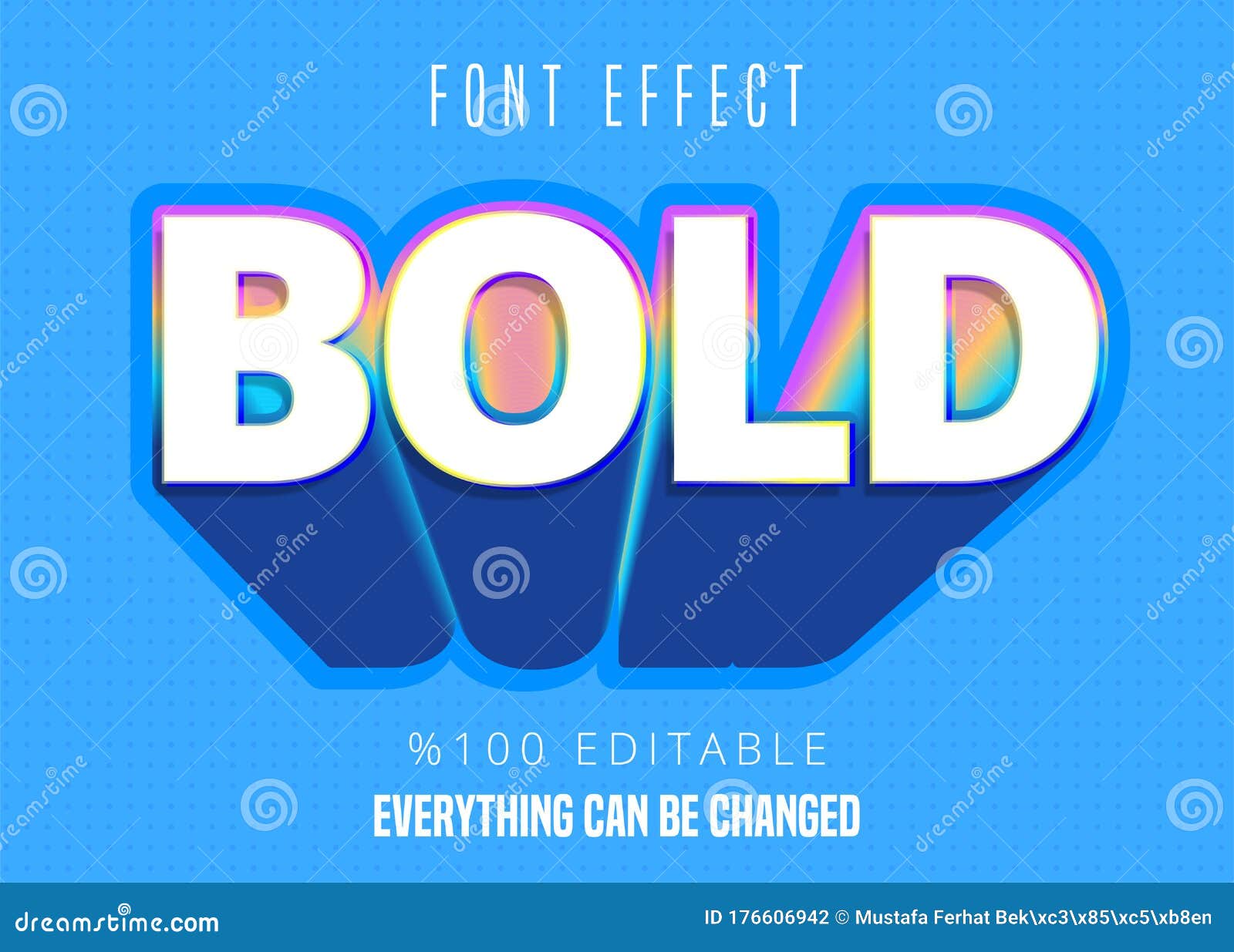 Strong Bold Colorful Editable Font Effect Stock Illustration ...