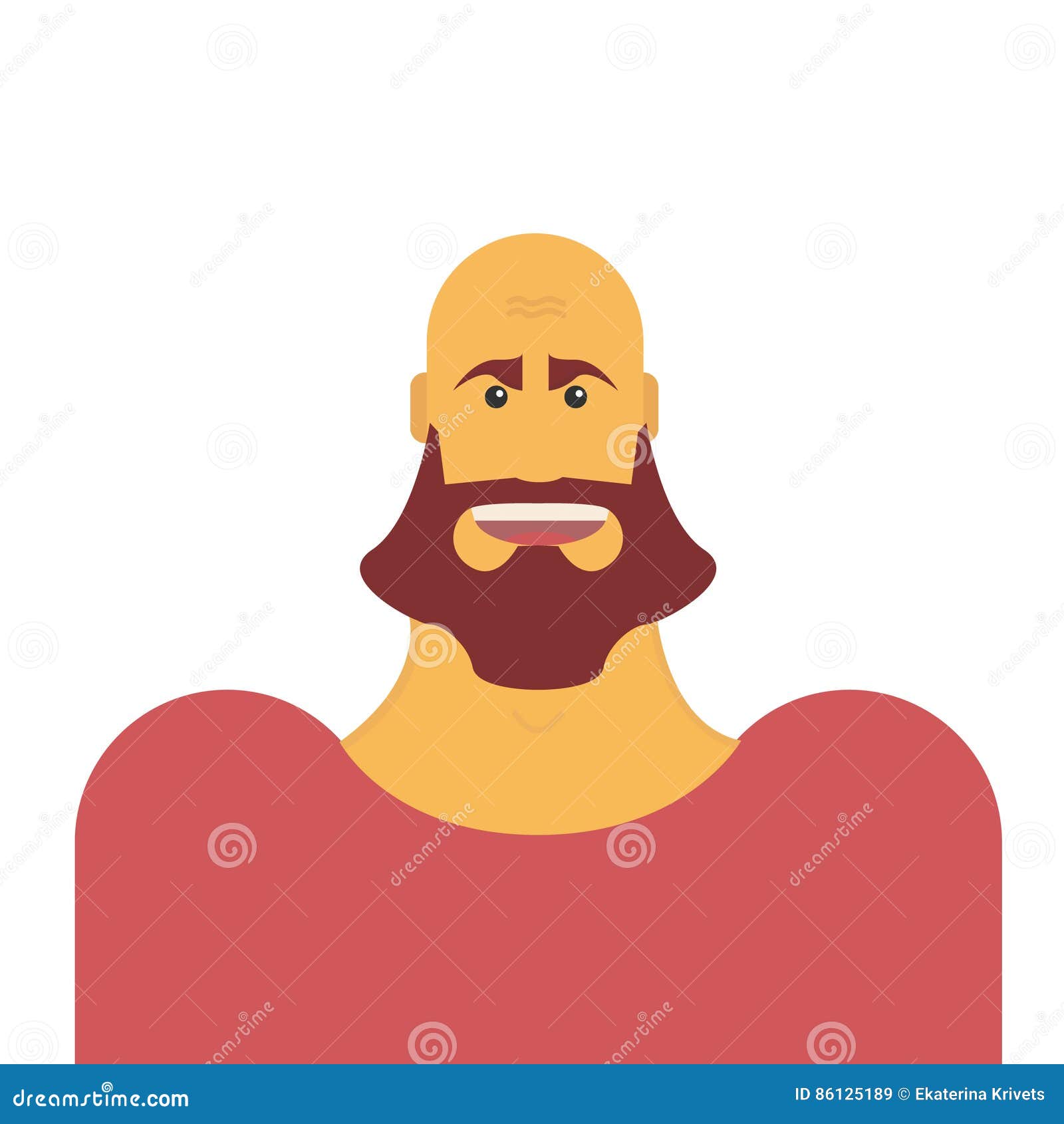 Strong Bold Man in Flat Design Stock Illustration - Illustration of ...