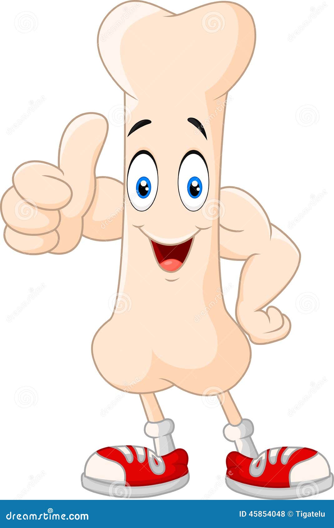 Bone Cartoon Icon Set. Watercolor Illustration. Hand Drawn Bones Big ...