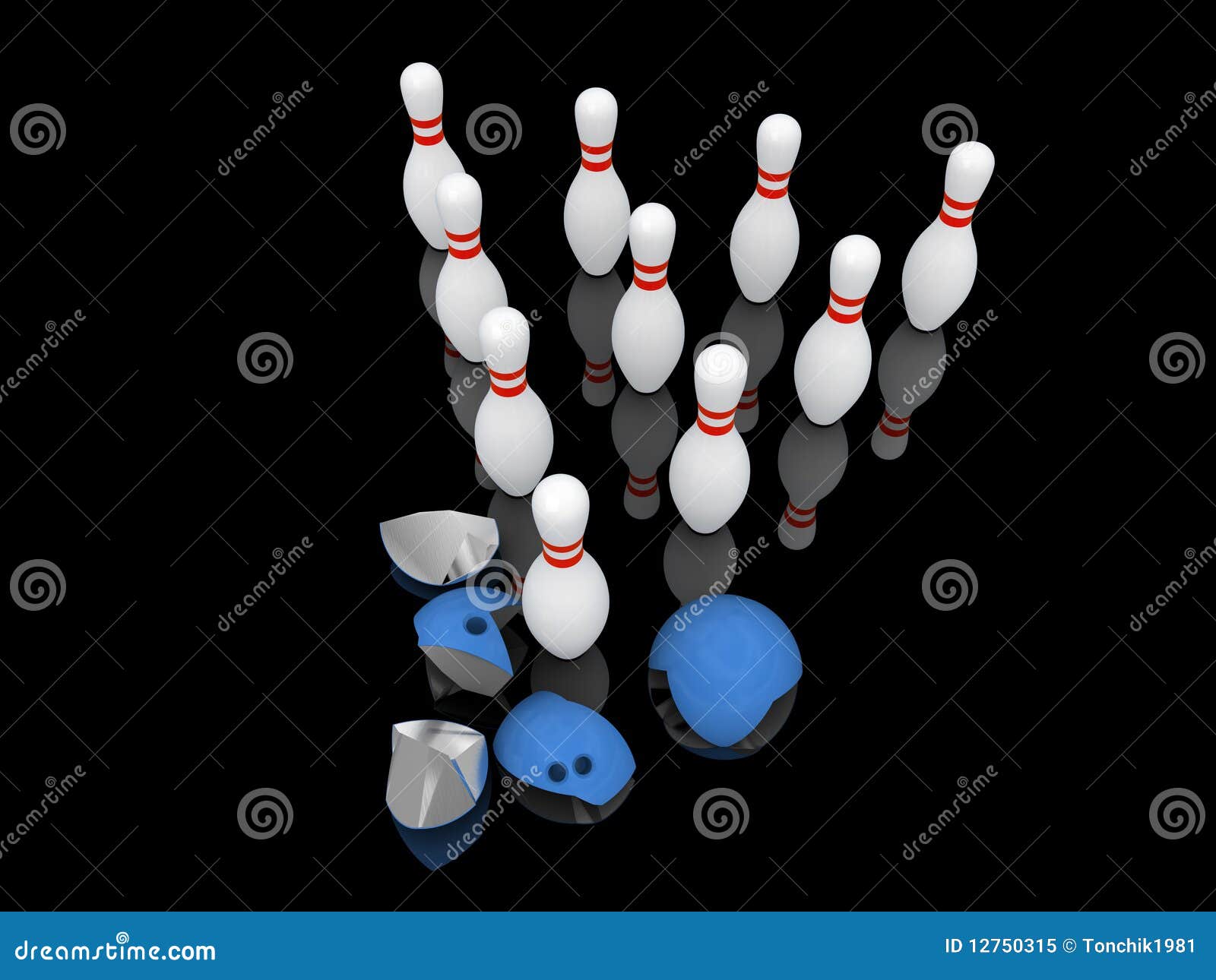 Strong bowling pins. stock illustration. Illustration of three - 12750315