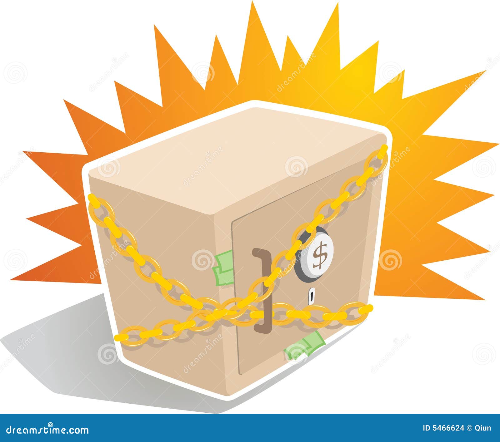 Strong Box with Chain stock vector. Illustration of comic - 5466624