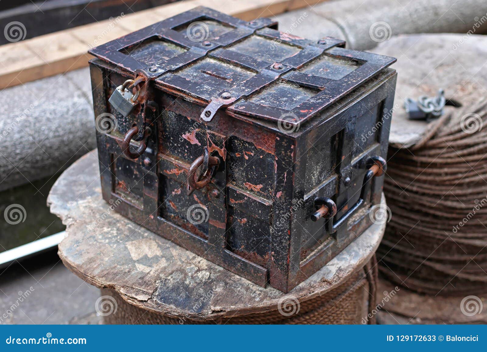Strong Box stock image. Image of padlock, handle, ancient - 129172633