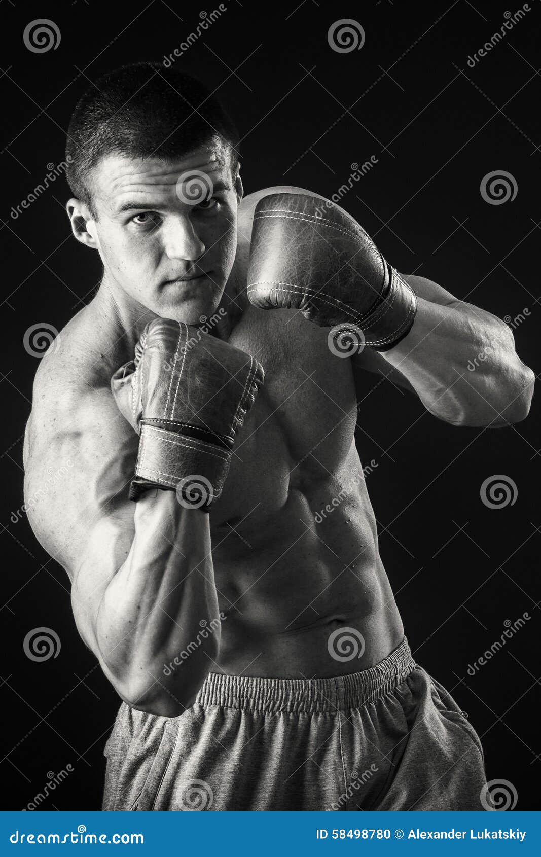 Strong Boxer on a Black Background Stock Photo - Image of competition ...