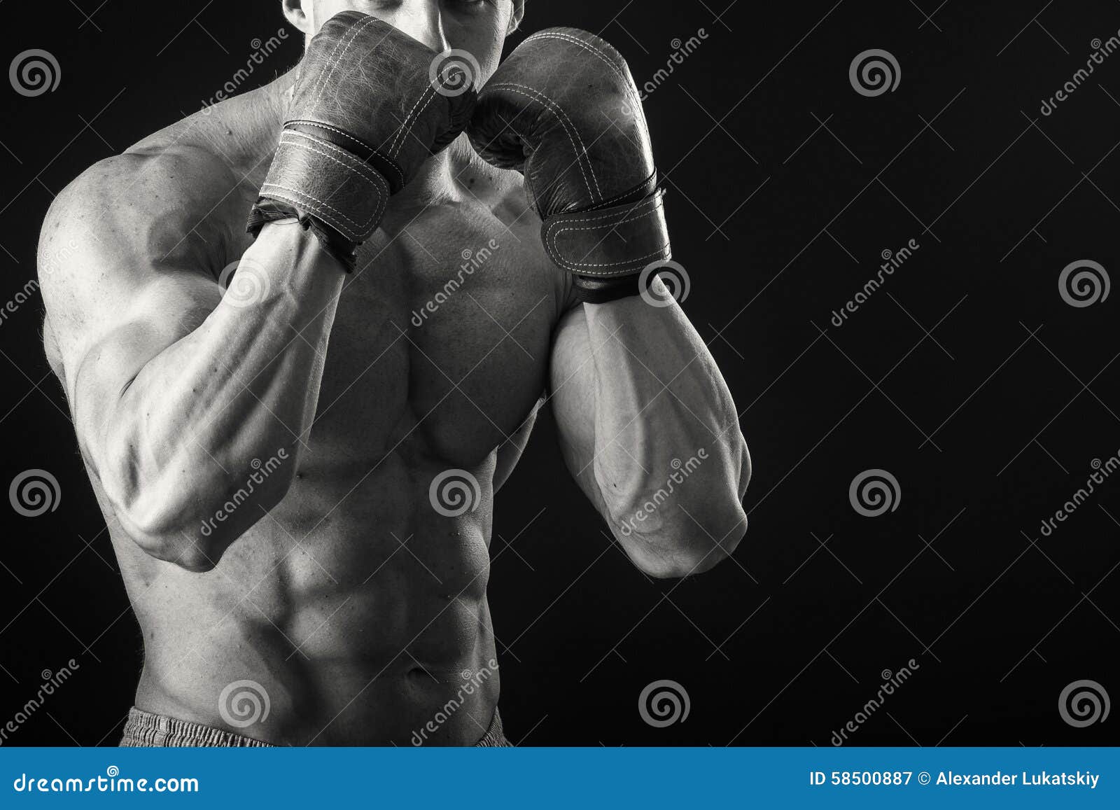 Strong Boxer on a Black Background Stock Image - Image of boxing, macho ...