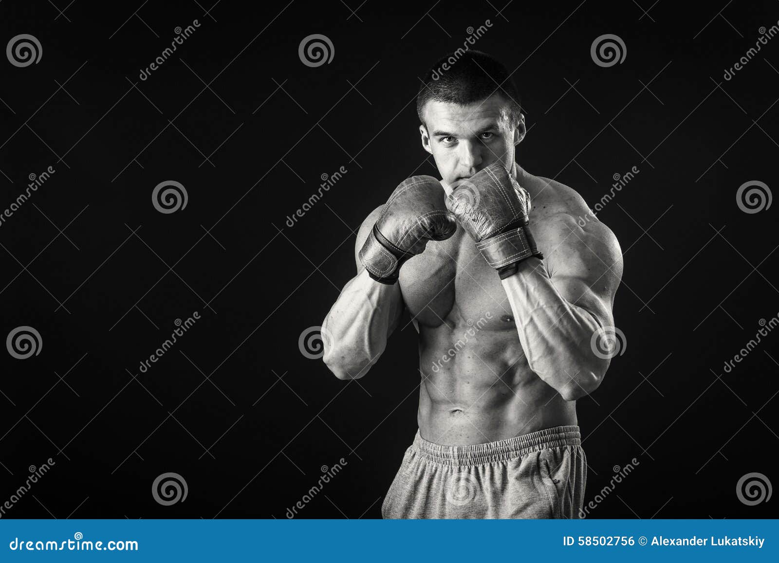 Strong Boxer on a Black Background Stock Photo - Image of competition ...