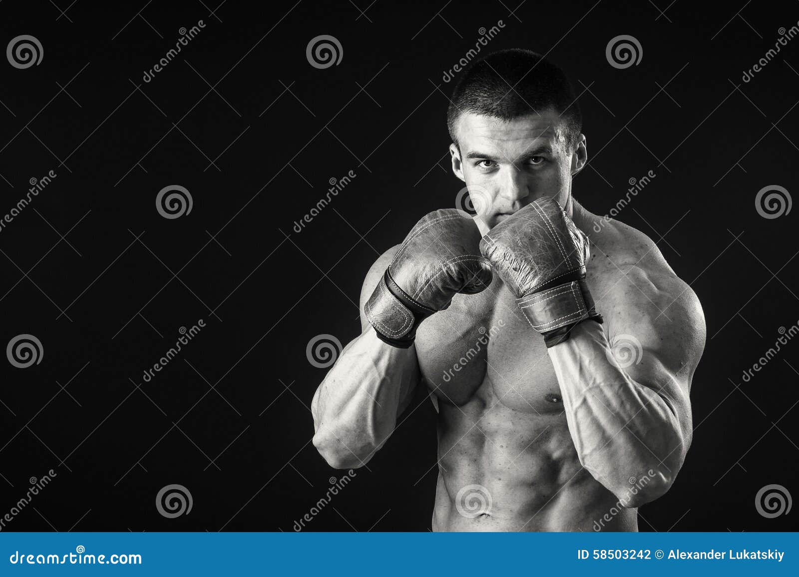 Strong Boxer on a Black Background Stock Photo - Image of fight ...