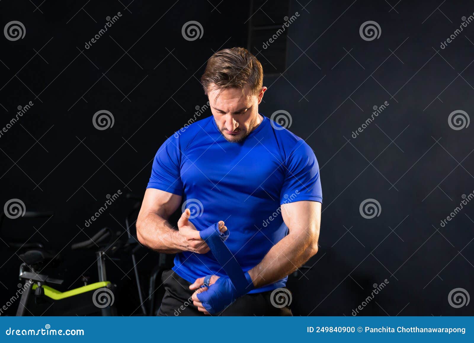 Strong Boxer Man Wrap Hands Protection Knuckle, Man is Wrapping Hands ...