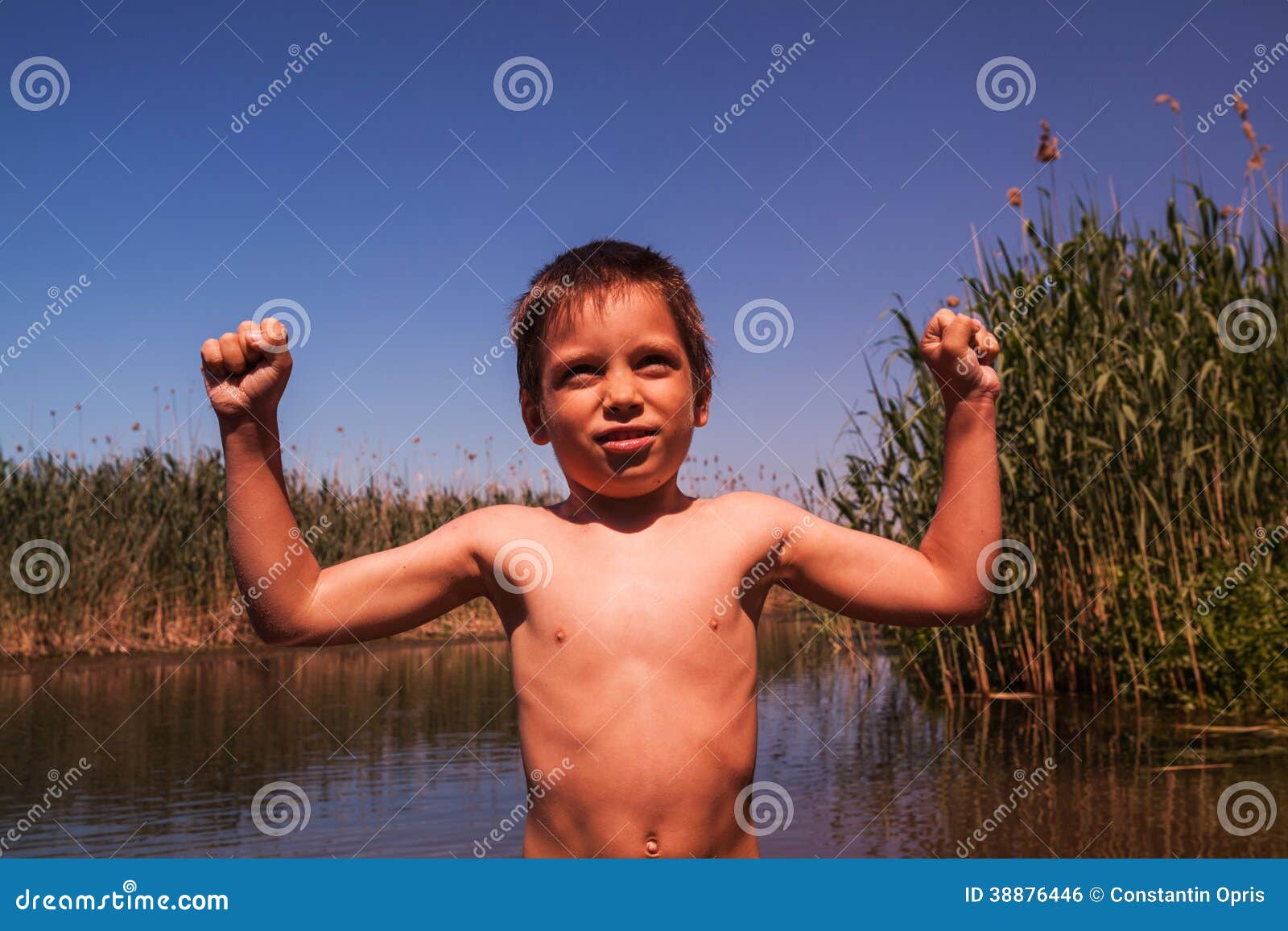 Strong boy stock photo. Image of smiling, swimming, lake - 38876446