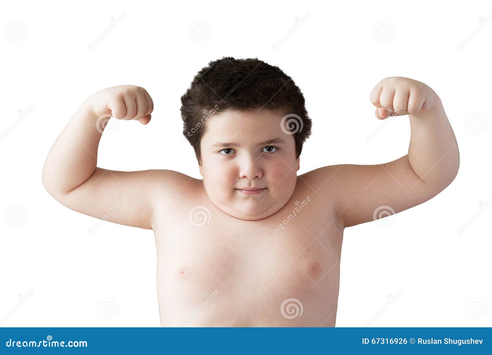 Strong Boy Showing Muscles on Isolated White Background Training ...