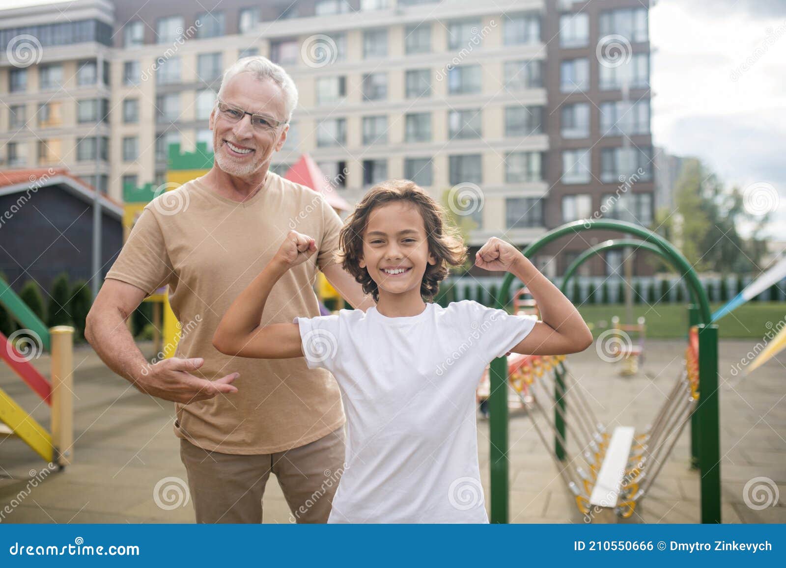Father and Son Feeling Happy and Strong Stock Photo - Image of ...
