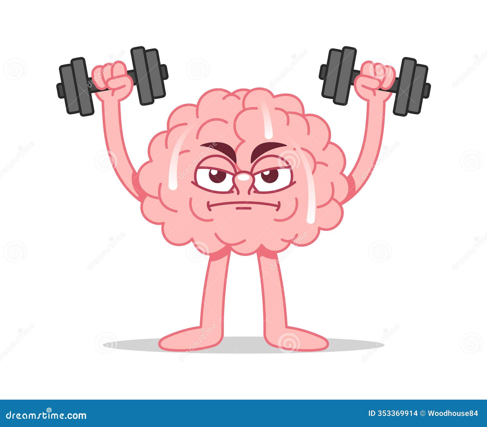 Brain Character Emotion. Intelligence Emoji Slipping Loving Or Smiling ...