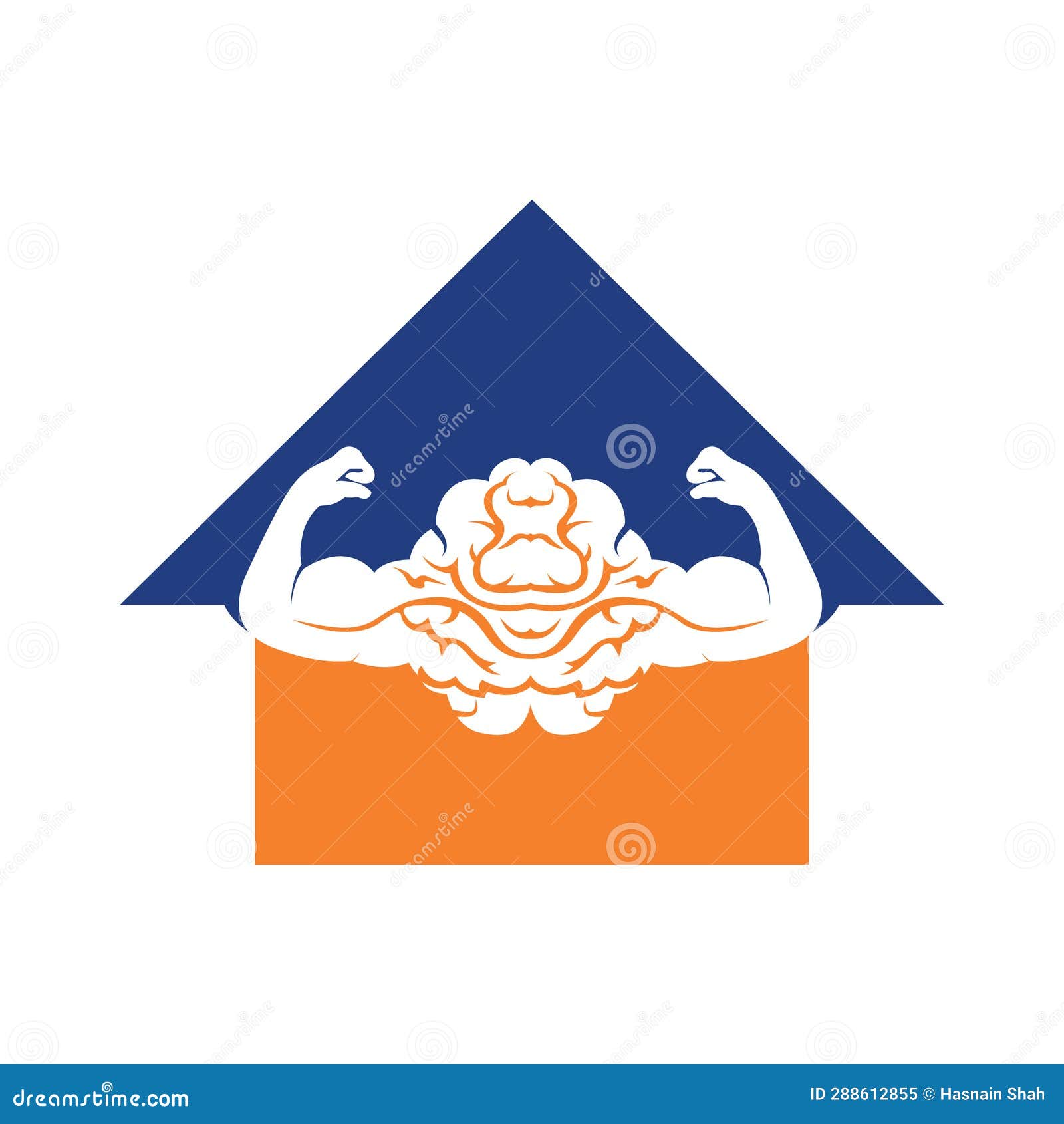Strong Brain Vector Logo Design Stock Illustration - Illustration of ...