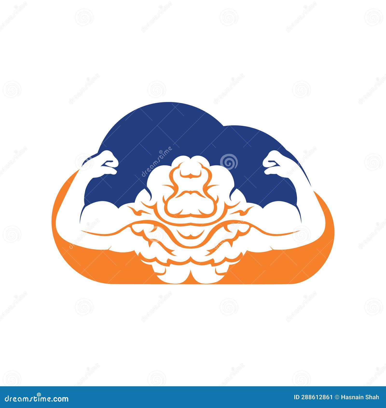 Strong Brain Vector Logo Design Stock Illustration - Illustration of ...