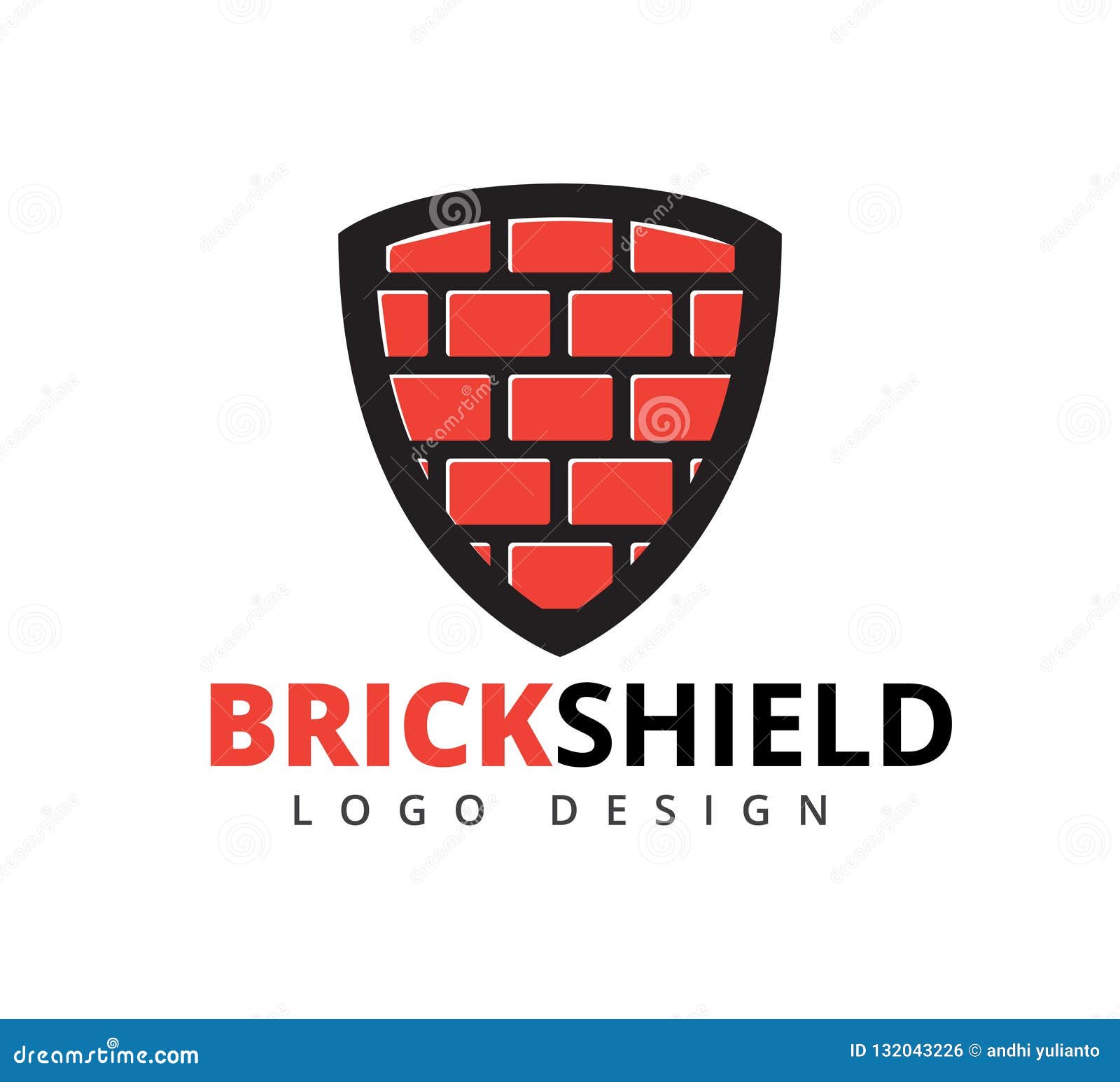 Strong Brick Material Inside Shield Vector Icon or Logo Design ...