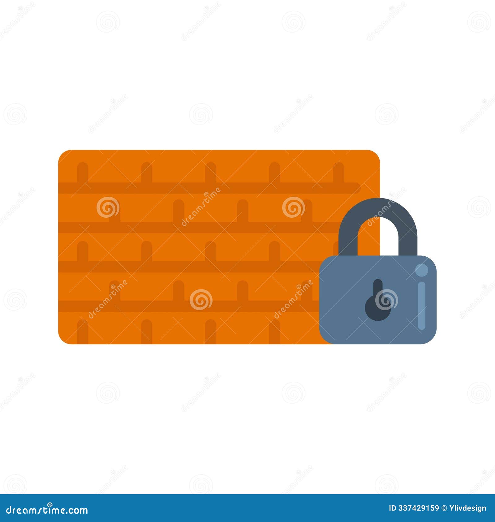 Brick Wall Firewall Protecting Data with Closed Lock Stock Illustration ...