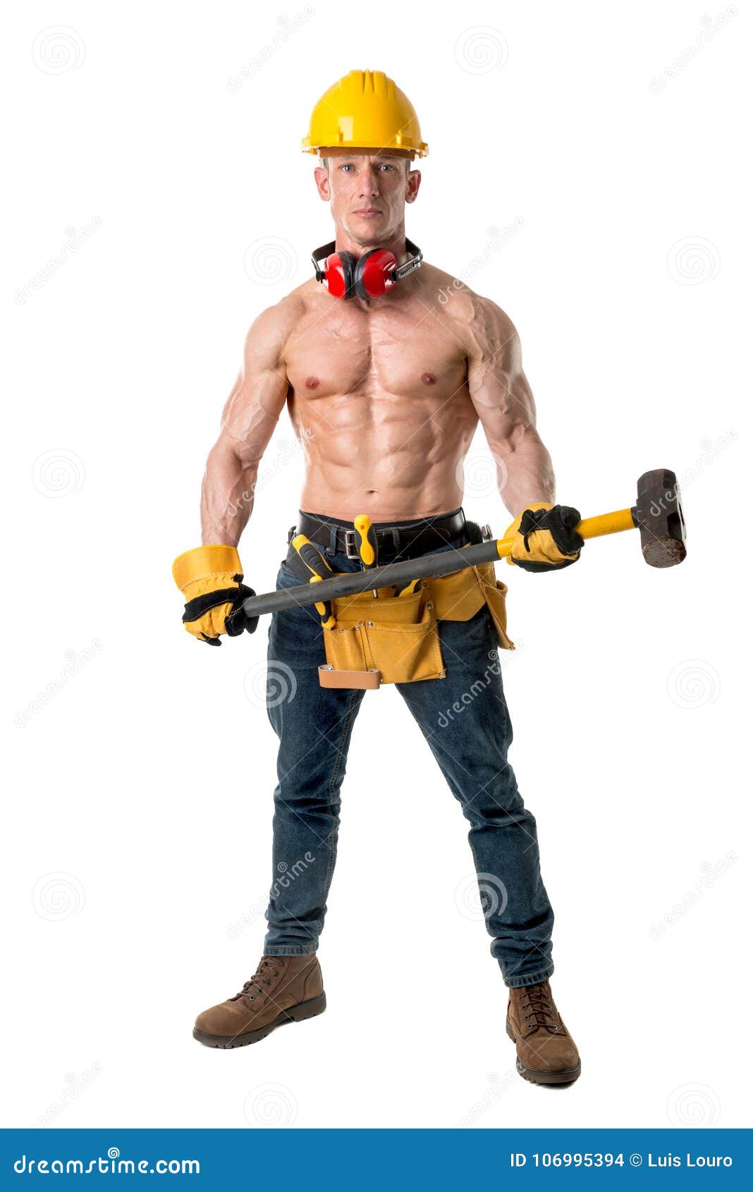 Powerful Construction Worker Stock Photo - Image of foreman ...