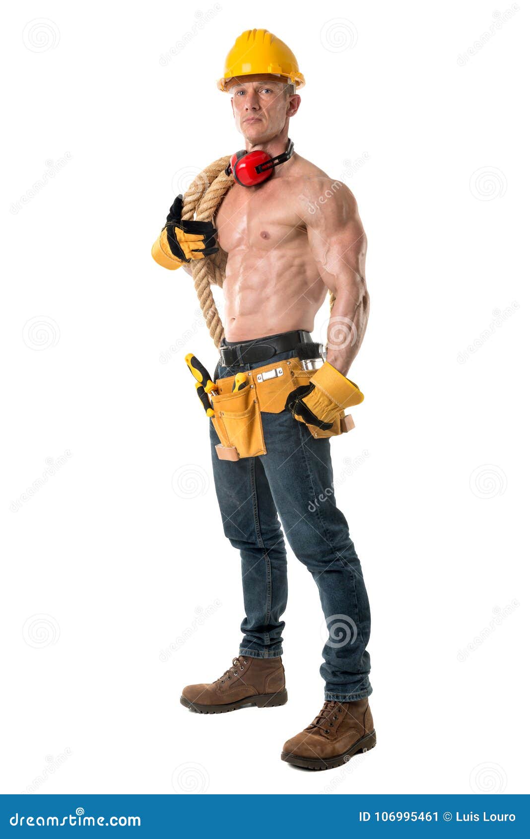 Powerful Construction Worker Stock Image - Image of power, person ...