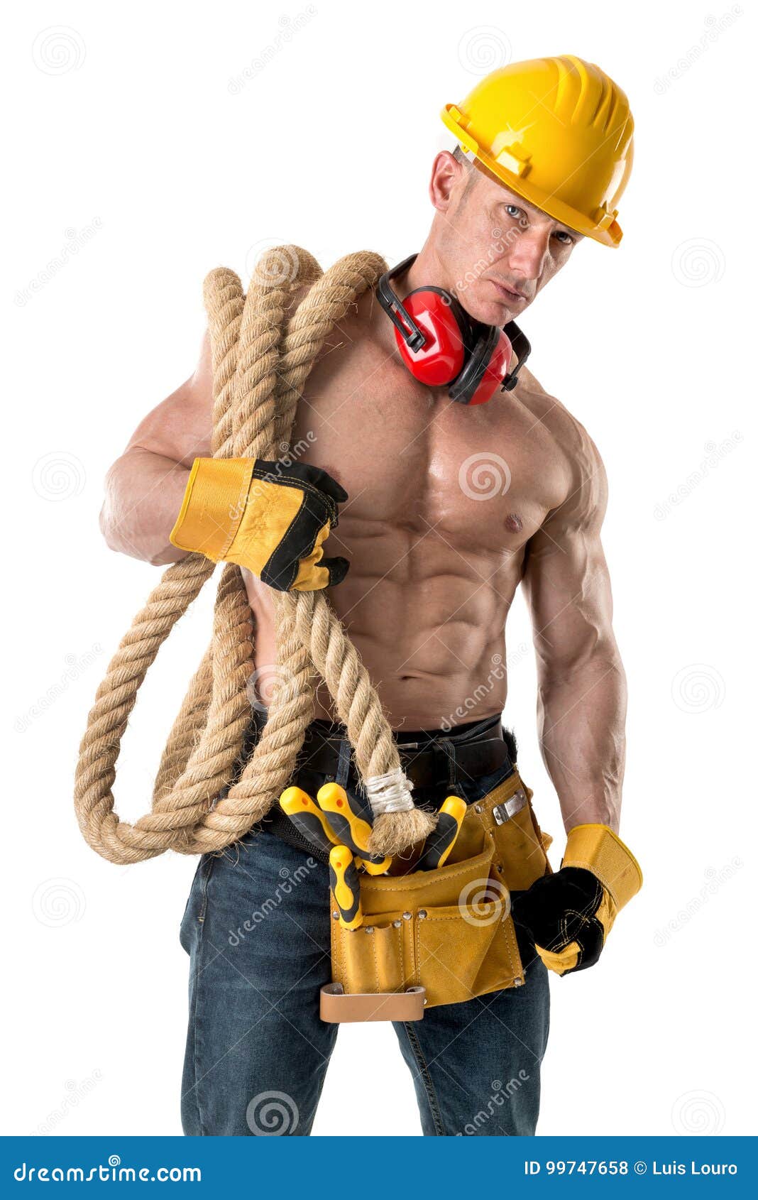 Powerful Construction Worker Stock Photo - Image of carpenter ...