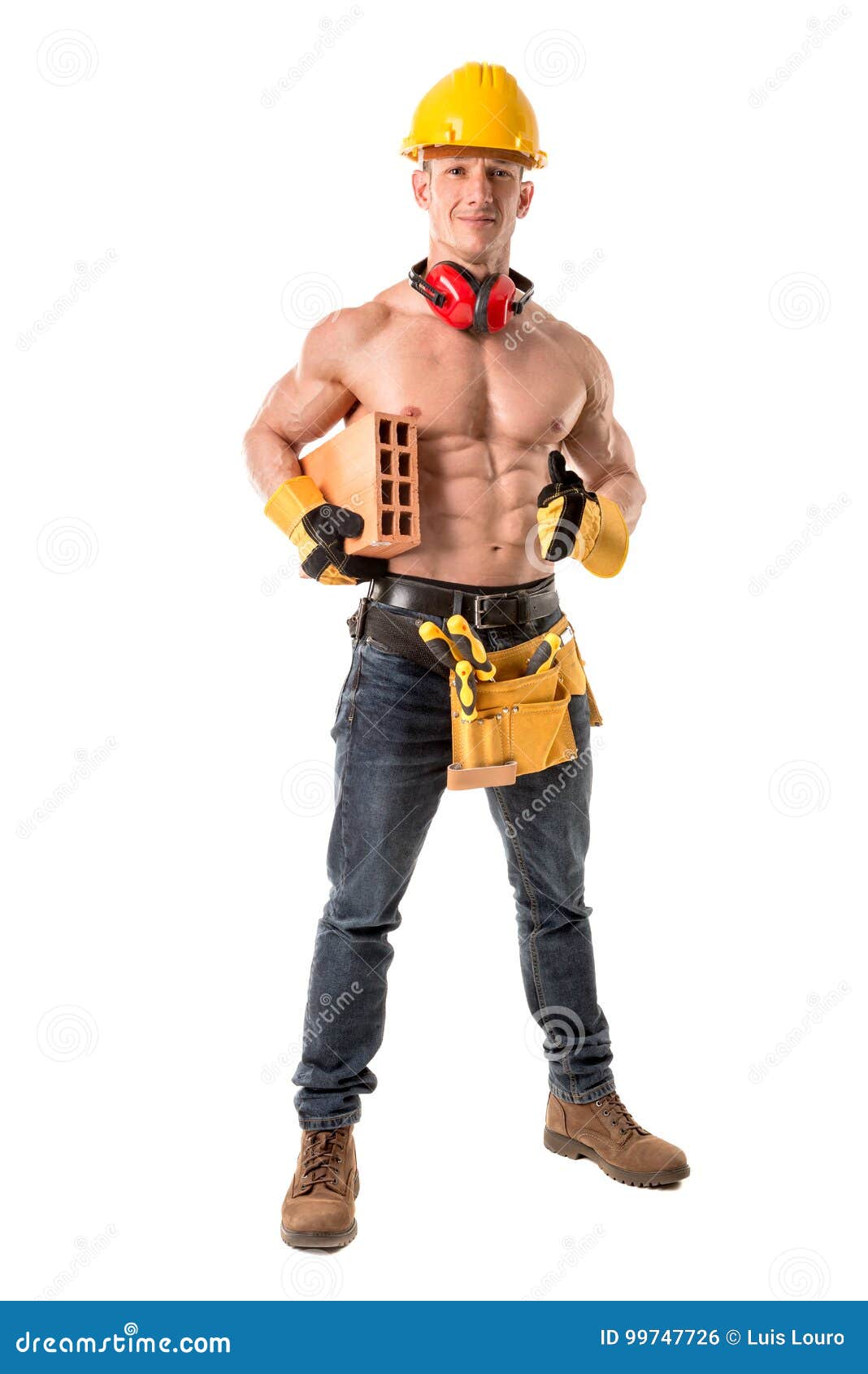 Strong construction worker stock photo. Image of repairman - 99747726