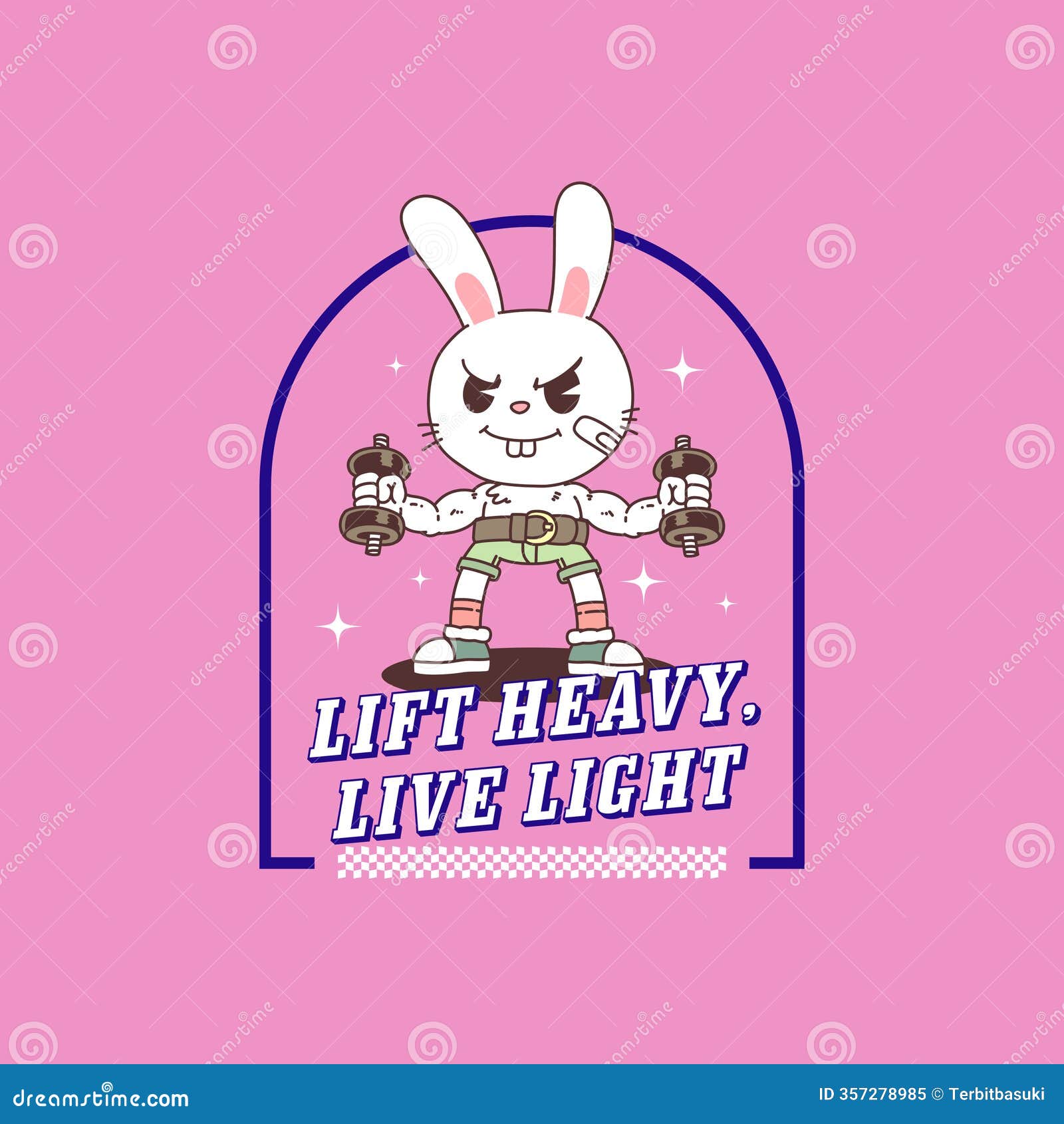 A Vector Cartoon Illustration Strong Rabbit Bunny Gym Stock Vector ...