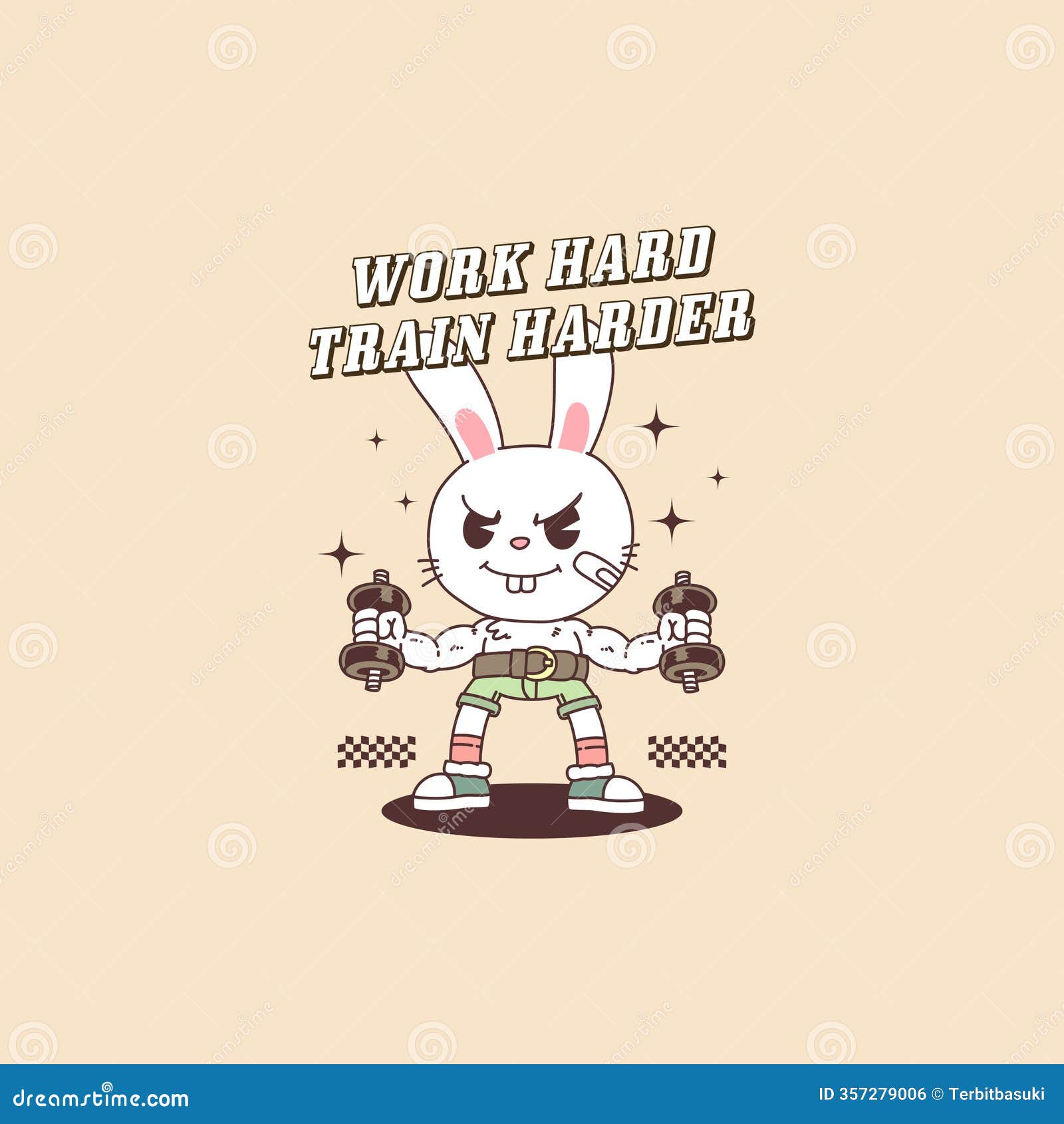 A Vector Cartoon Illustration Strong Rabiit Bunny Gym Stock ...