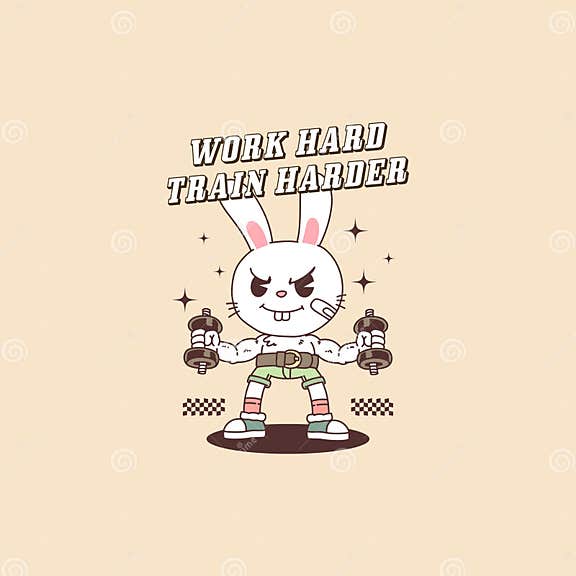 A Vector Cartoon Illustration Strong Rabiit Bunny Gym Stock ...