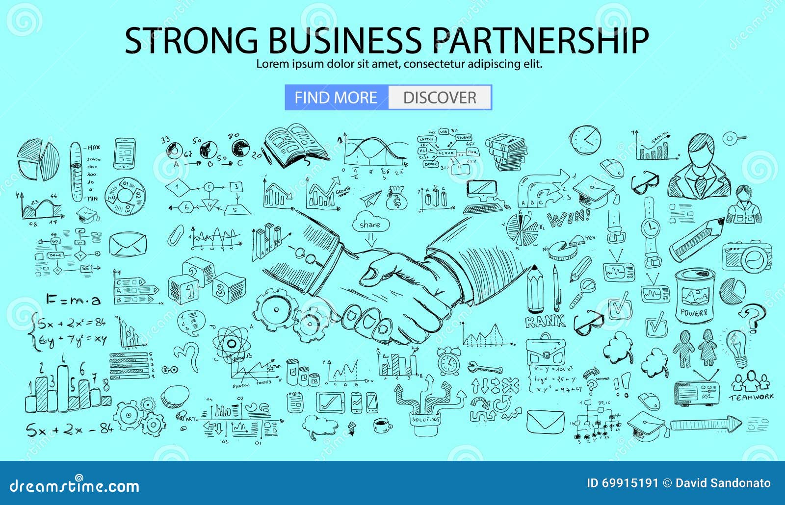 Strong Business Partnership Concept Wih Doodle Design Style Stock ...