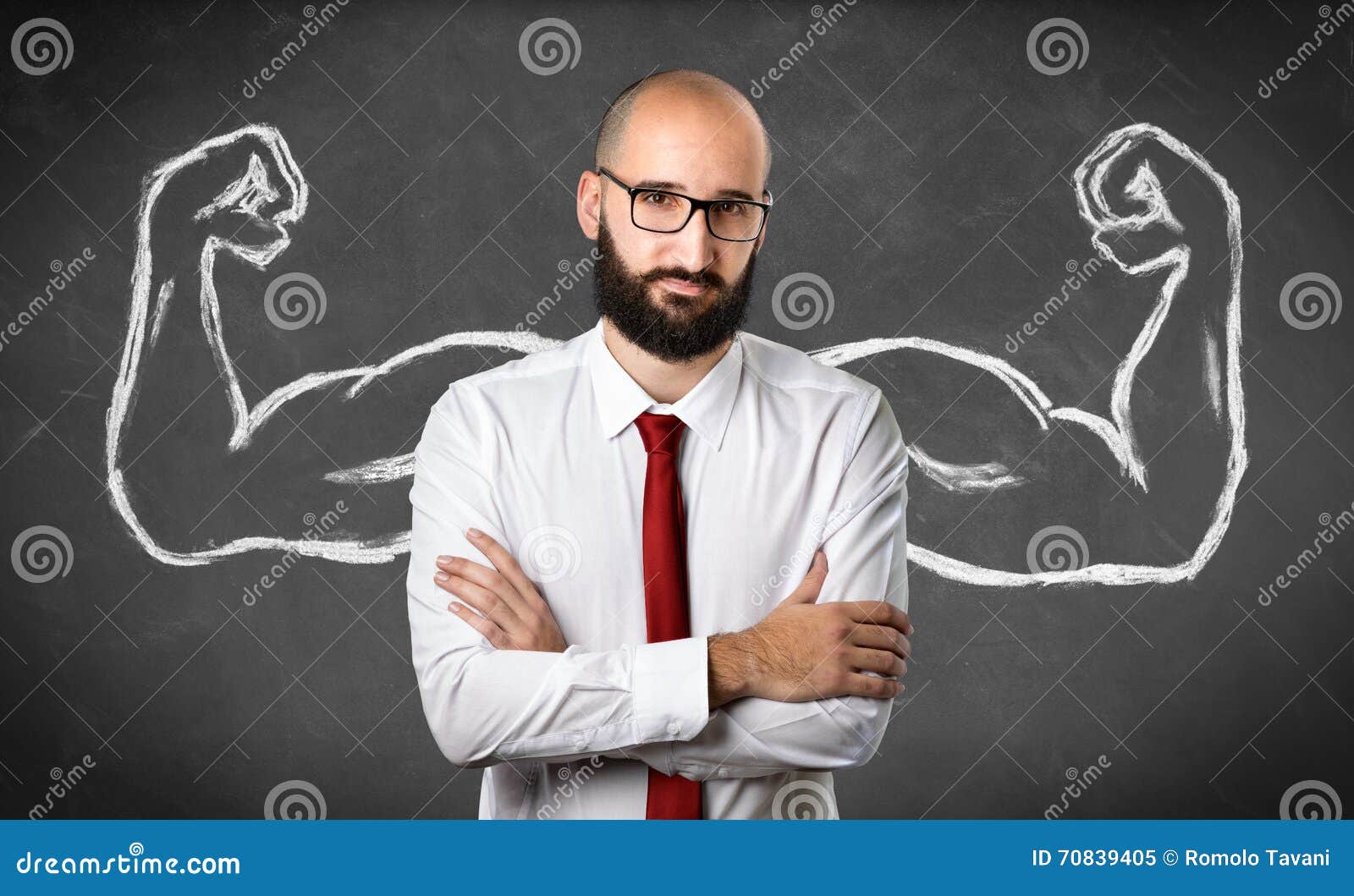 Strong Businessman - Muscles Drawn Stock Image - Image of confidence ...