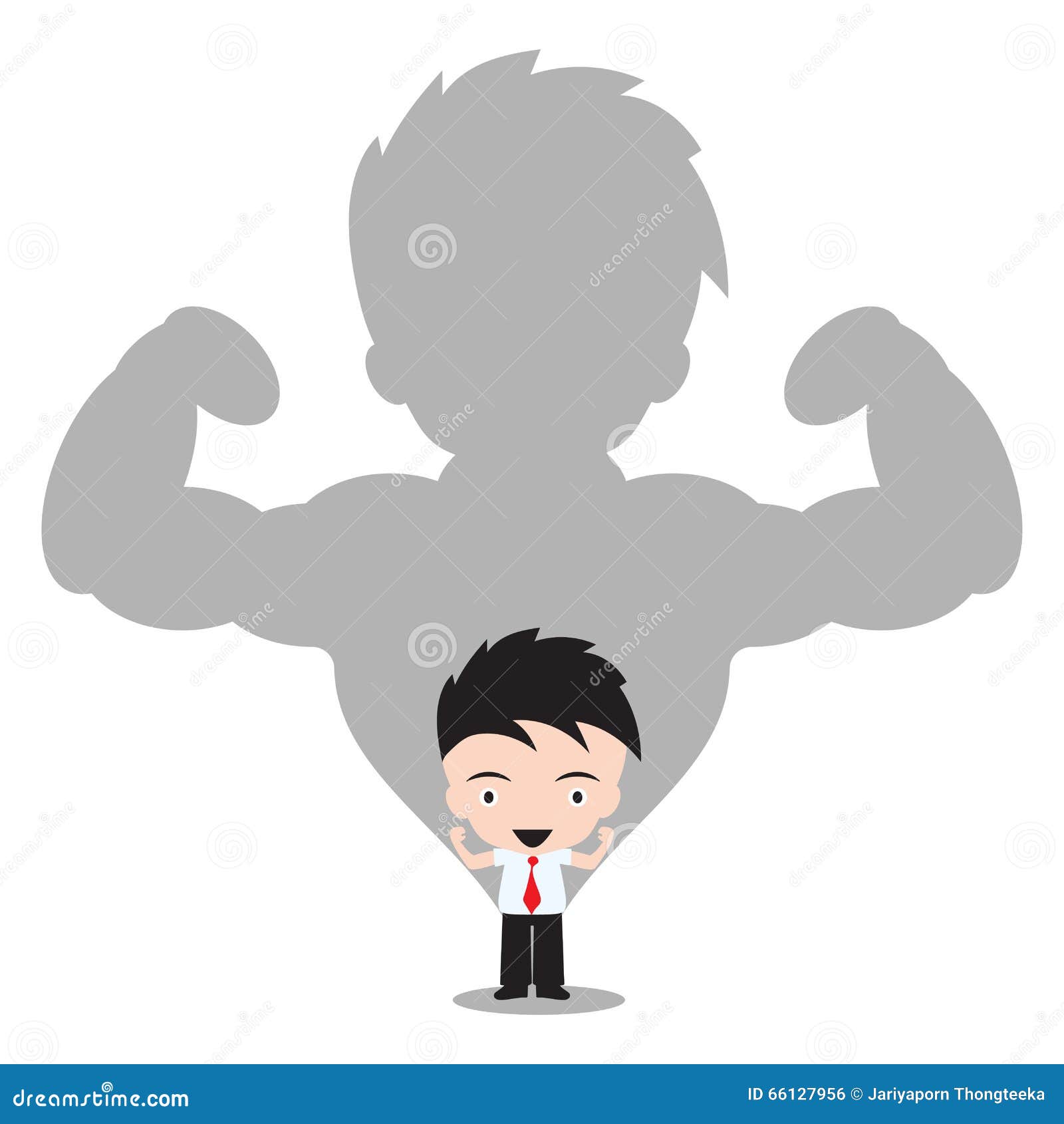 Strong Businessman in Shadow on White Background, Vector Illustration ...
