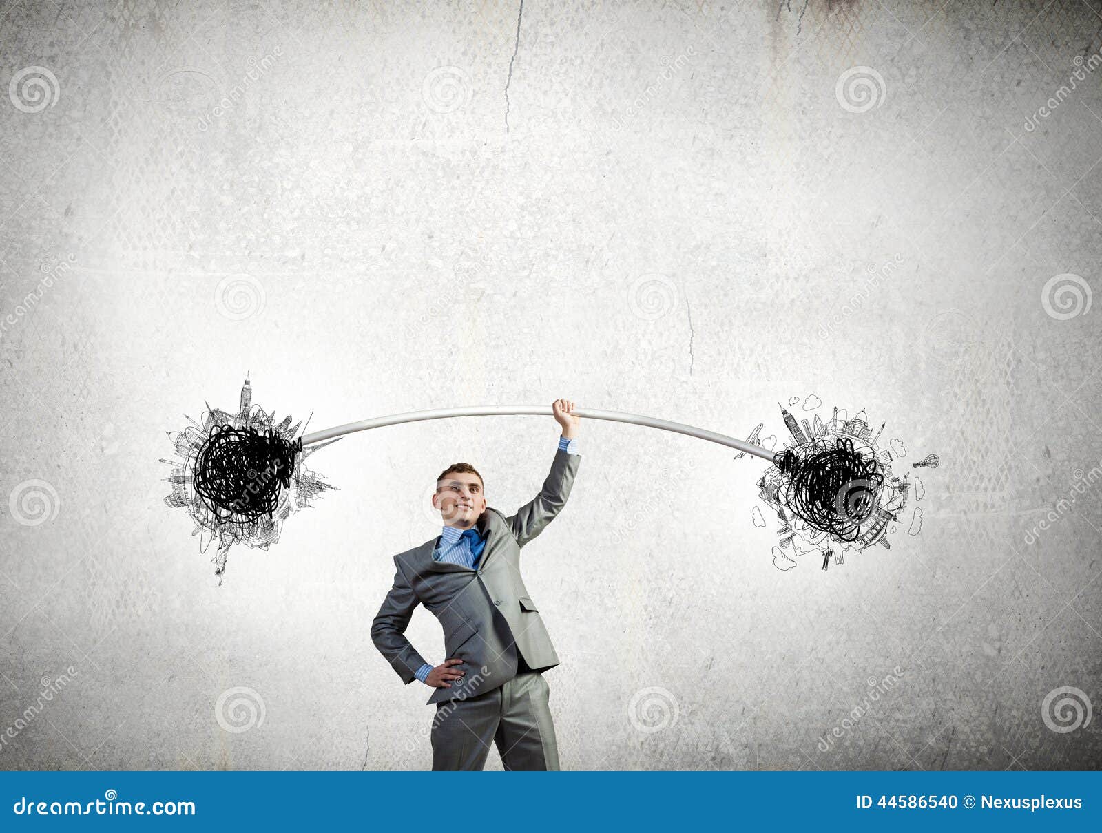 Strong businessman stock photo. Image of manpower, drawn - 44586540