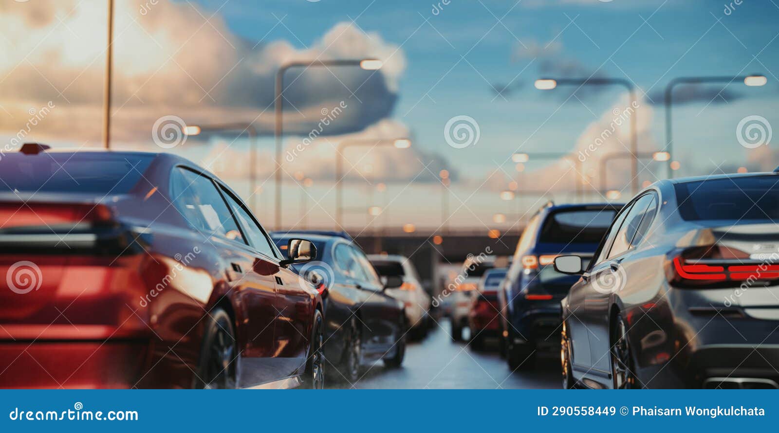 Strong Car Traffic Jams in the Hiway Stock Illustration - Illustration ...