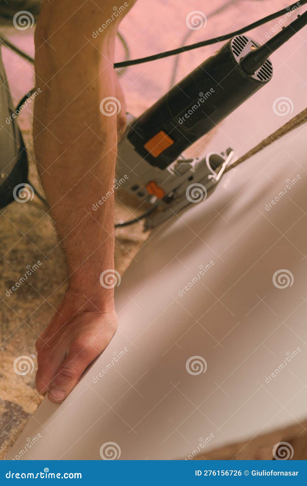 Carpenter Saws a Wooden Shelf Stock Photo - Image of dedicated, capable ...