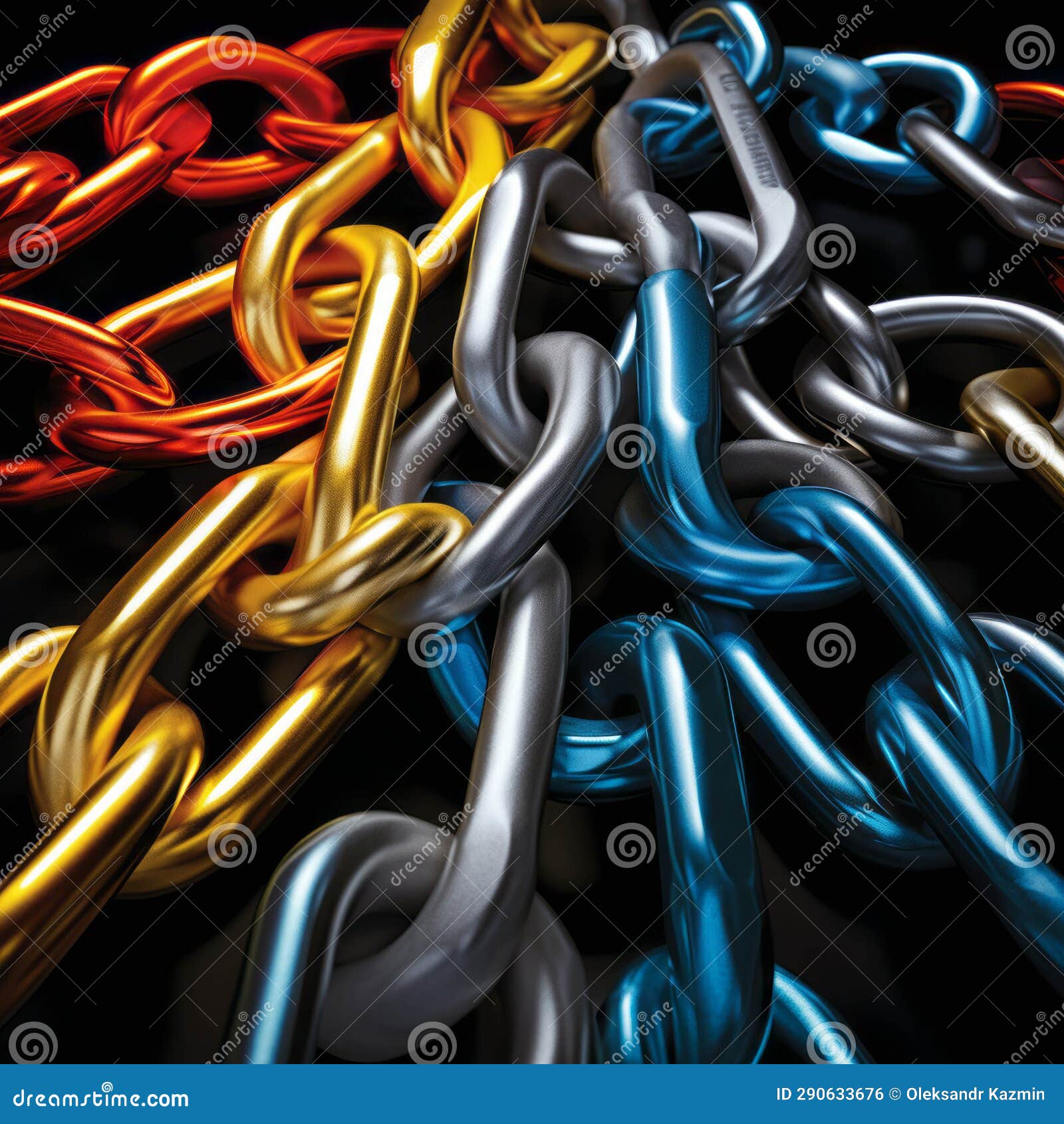 Chain Made From Carbines. Carabines For Mountaineering Stock Image ...