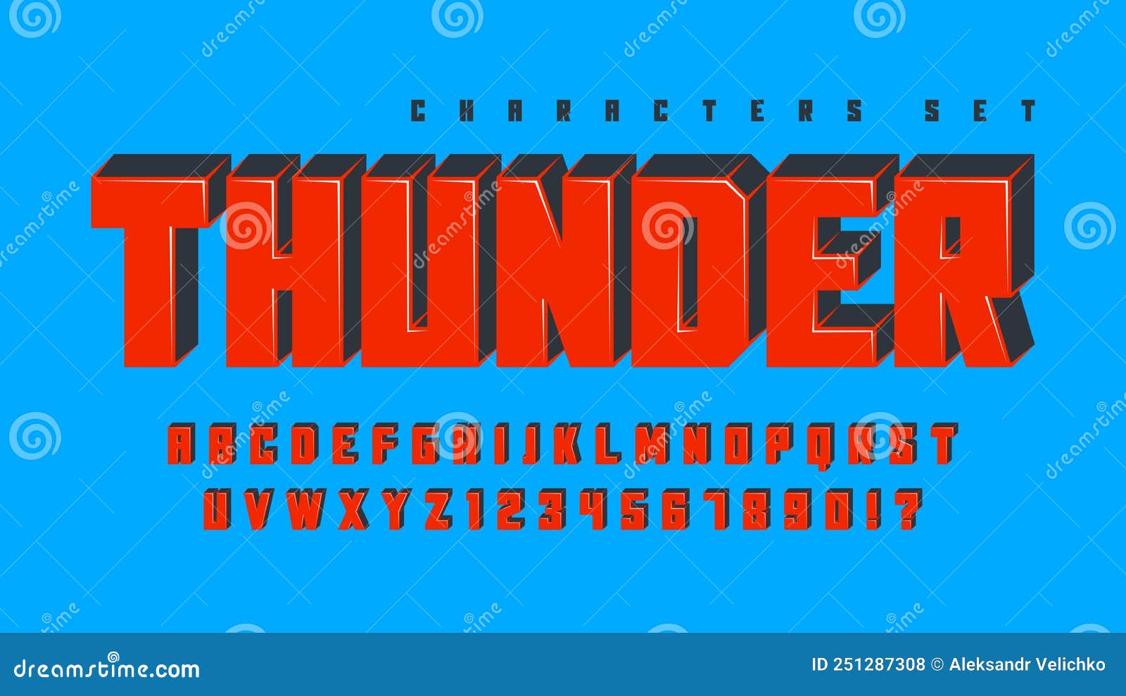 Strong Characters Alphabet Design, Typeface, Letters and Numbers. Stock ...