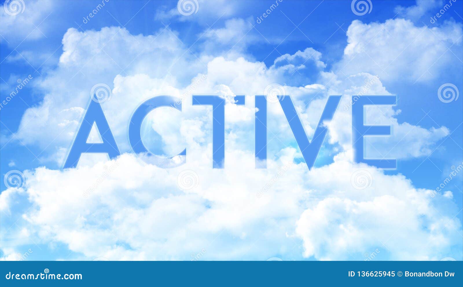 Word ACTIVE in the Clouds, Blue Sky Colors Stock Illustration ...