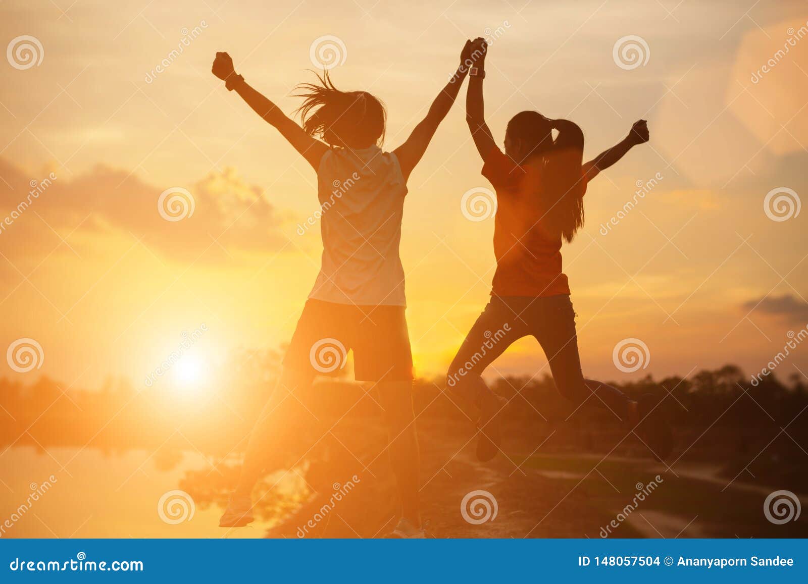 Strong Confidence Woman Open Arms Under the Sunset Stock Photo - Image ...