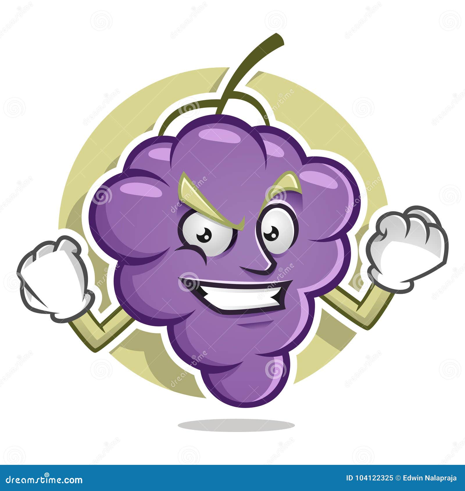 Strong and Confident Grape Mascot. Vector of Grape Character. Gr Stock ...