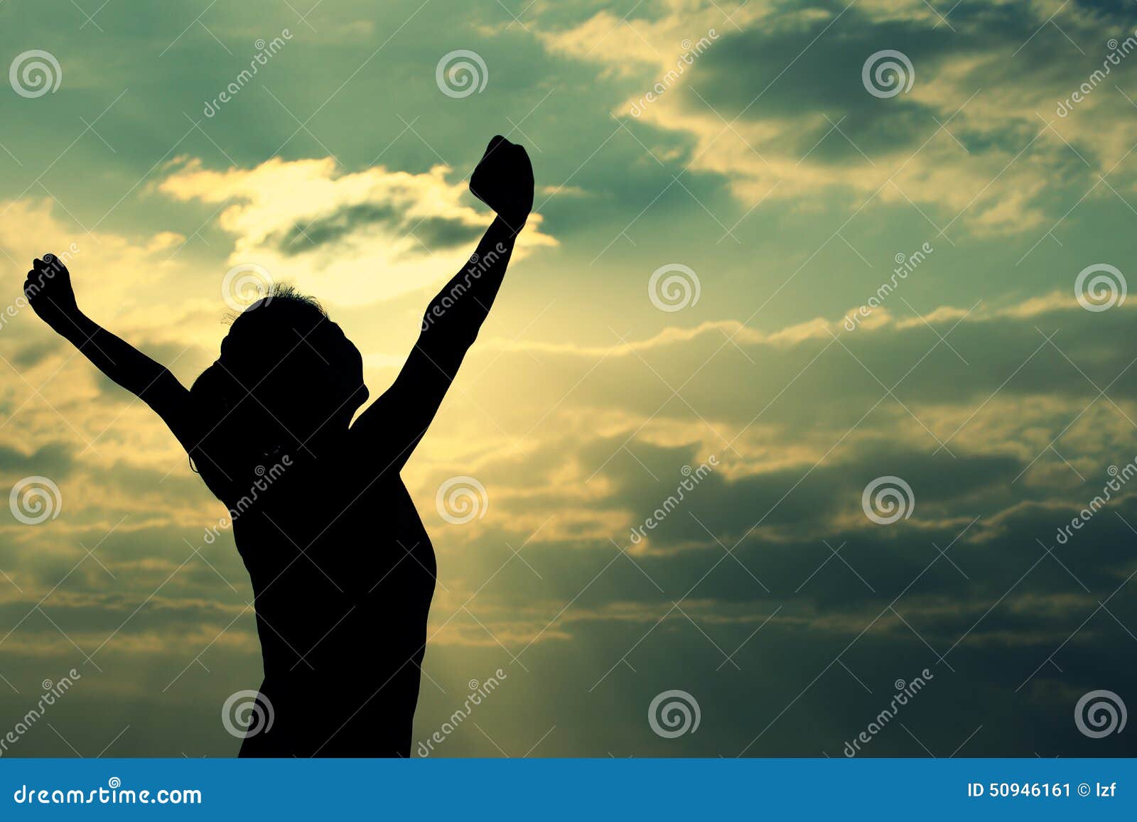 Strong Confident Woman Open Arms on Beach Stock Image - Image of ...