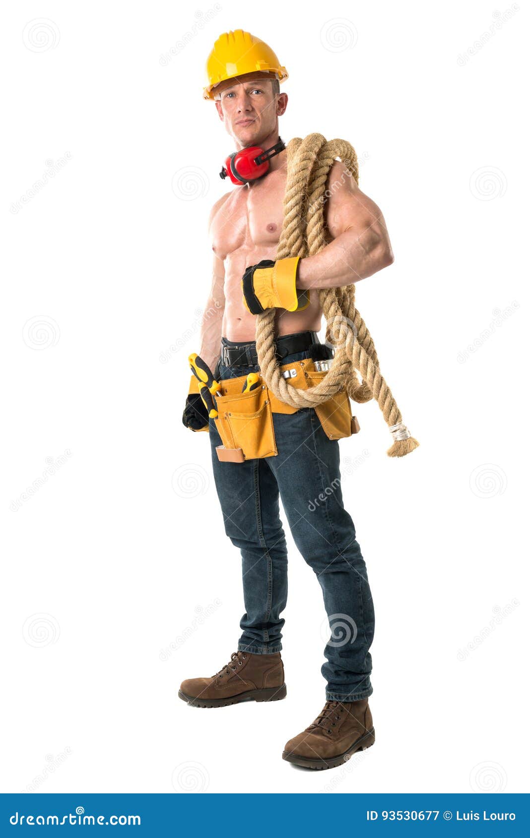 Strong construction worker stock image. Image of plumber - 93530677