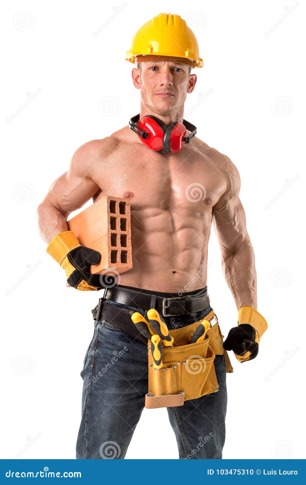 Strong construction worker stock photo. Image of foreman - 103475310