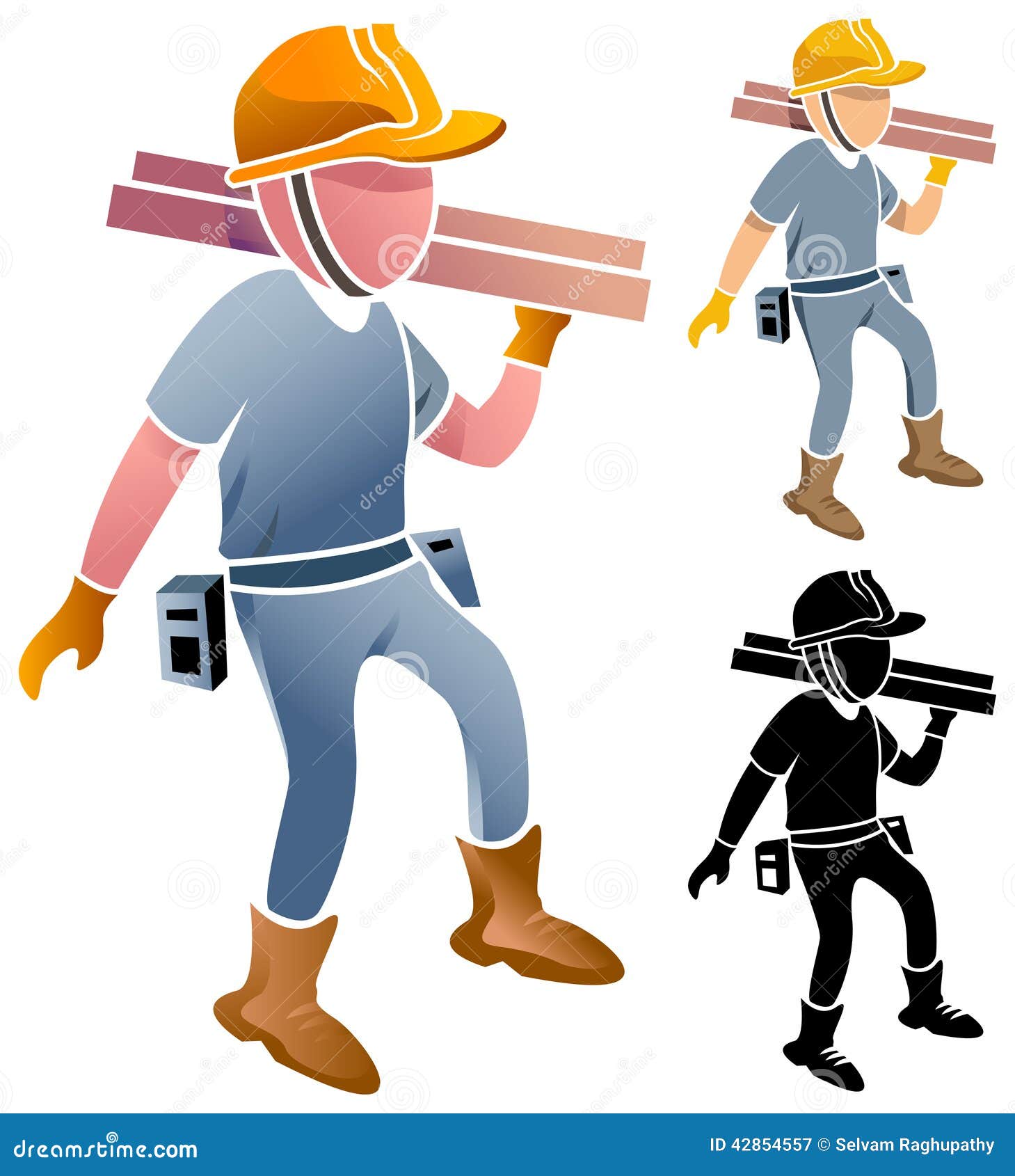 Strong construction worker stock vector. Illustration of repair - 42854557