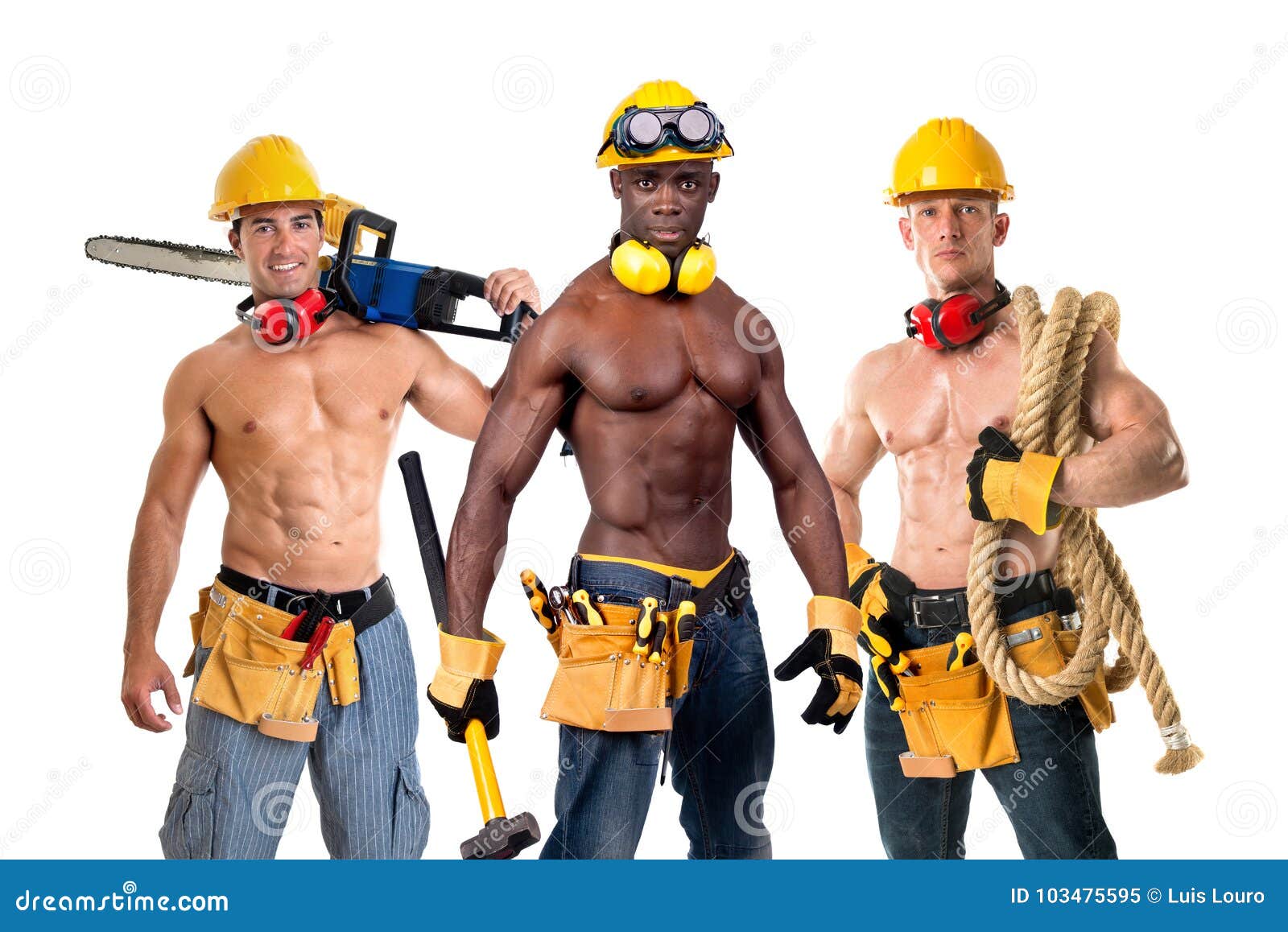 Strong Construction Workers Stock Image - Image of helmet, foreman ...